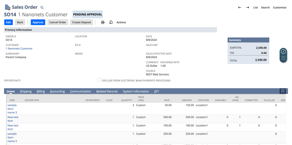 How to Create Sales Orders on NetSuite using the API