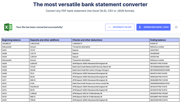 How to convert a PDF Bank Statement to Excel or CSV